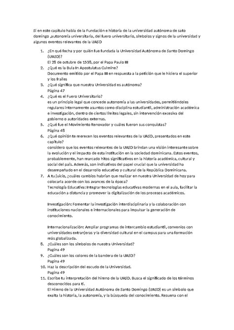 historia general de la UASD y descripción Si en este capitulo habla