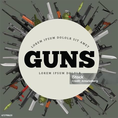 군사 총 자동 설정 및 보호 Shoting 또는 전쟁 컬렉션에 대 한 총알 사냥 장비 탄약 배경 벡터 일러스트 레이 션에 대 한 권총 잡지 배럴에서 무기를 손 Store