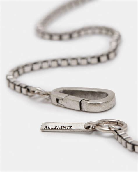 Allsaints Split Heart Sterling Silver Necklace In Warm Silver Endource