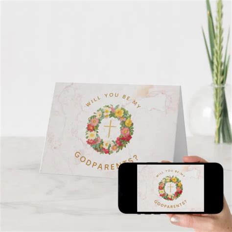 Will You Be My Godparents Proposal Rose Wreath Card Zazzle