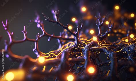 Glowing Neural Links Network Background Illustration Representing