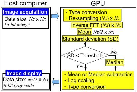 flow chart of gpu programming of fd oct with partial median