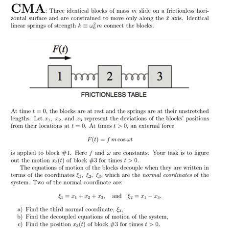 Solved Cma Three Identical Blocks Of Mass M Slide