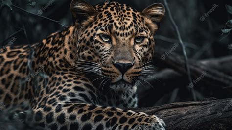Premium Photo A Leopard On A Tree Branch In A Forest