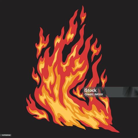 Ilustración De Antorcha De Fuego Colorido Emblema Plano Y Más Vectores