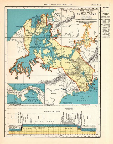 1937 Antique Panama Canal Map 1930s Canal Zone Map Travel Map Gallery