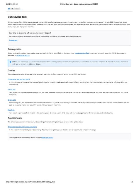 Css Styling Text Learn Web Development Mdn Pdf World Wide Web