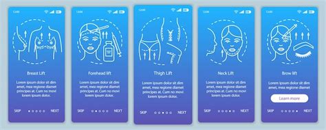 Premium Vector Cosmetic Surgical Lifting Procedure Onboarding Mobile App Page Screen Vector