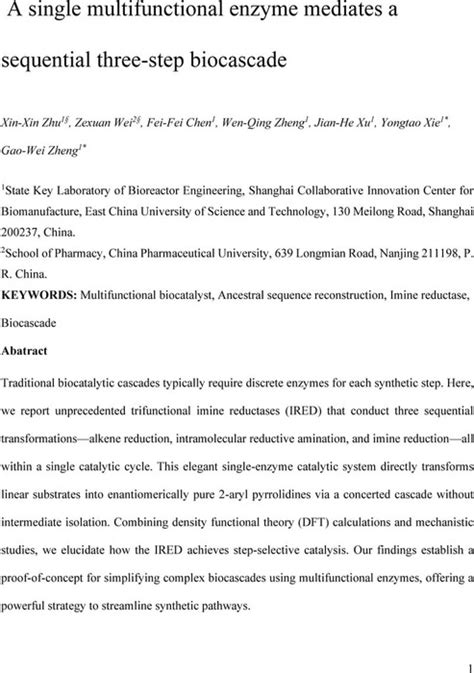 A Single Multifunctional Enzyme Mediates A Sequential Three Step Biocascade Catalysis