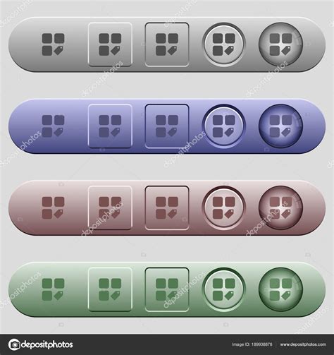 Tag Component Icons On Horizontal Menu Bars Stock Vector Image By