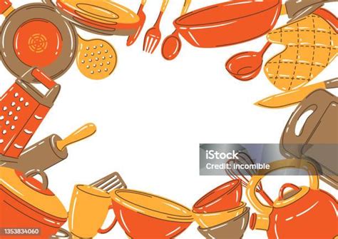 Bingkai Dengan Peralatan Dapur Alat Memasak Untuk Rumah Dan Restoran