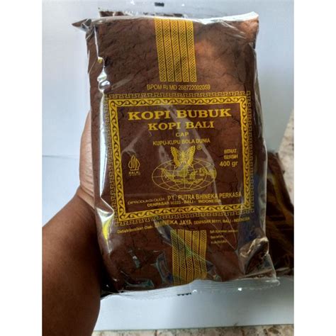 Jual Oleh Oleh Bali Kopi Bubuk Bali Cap Kupu Kupu Bola Dunia Kemasan Baru Gram Shopee
