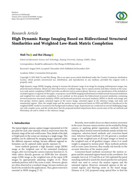 pdf high dynamic range imaging based on bidirectional structural