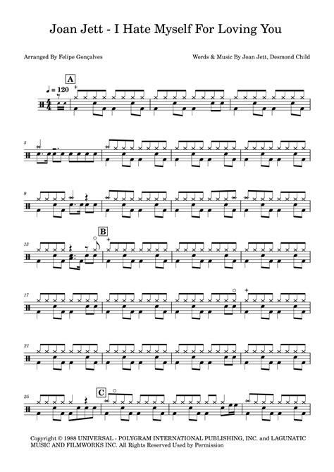 I Hate Myself For Loving You Arr Felipe Gonçalves By Joan Jett Sheet