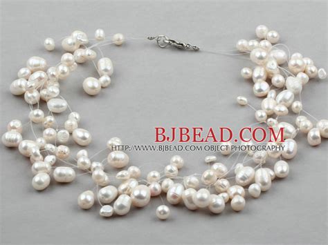 Fancy Style White Freshwater Pearl Wedding Bridal Set Necklace