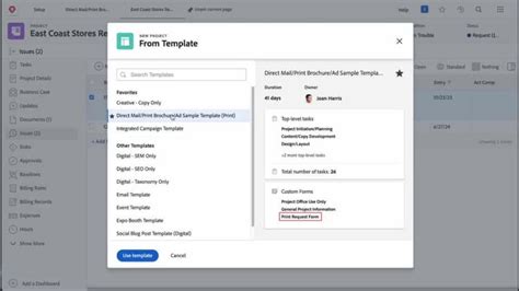 create a new project adobe workfront