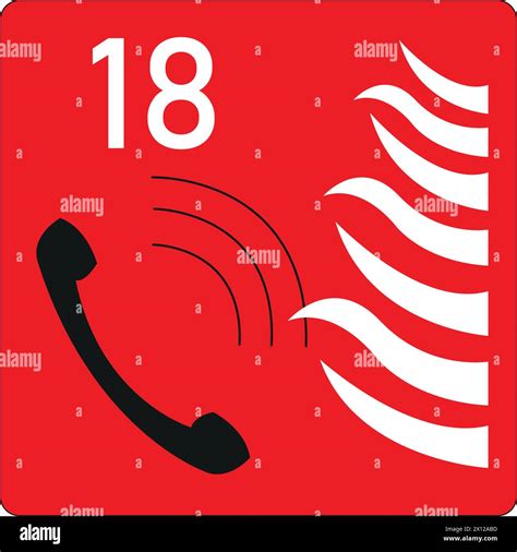 Square Sign On Red Background Fire Alert Call The Fire Brigade Stock