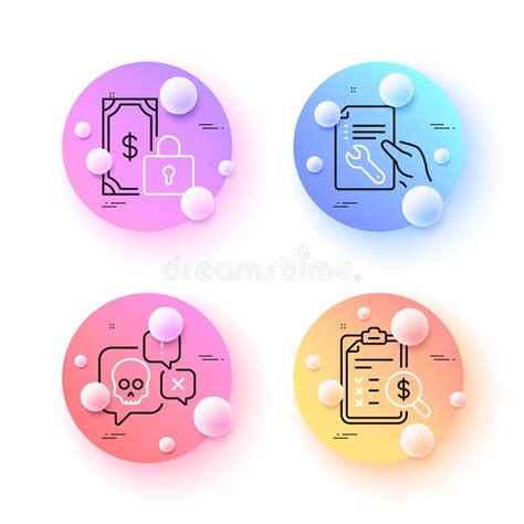 Repair Document Accounting Report And Private Payment Minimal Line Icons For Web Application