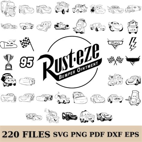 Lightning Mcqueen Black And White Clipart Etsy