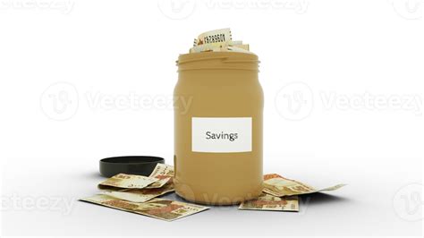 3d Rendering Of Pakistani Rupee Notes In Savings Container Container