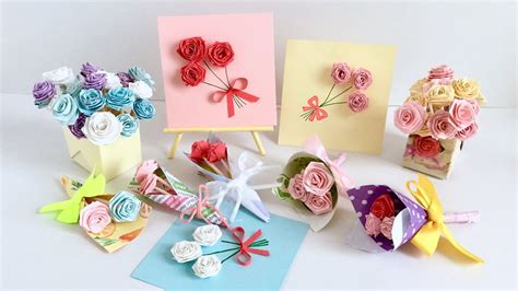 【ペーパークラフト】紙工作ぺんさんと初コラボ！可愛いバラの花で作るカード、ブーケなど 【paper Craft】 First
