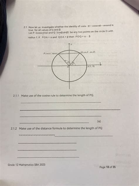 solved 2 1 now let us investigate whether the identity of cos α β