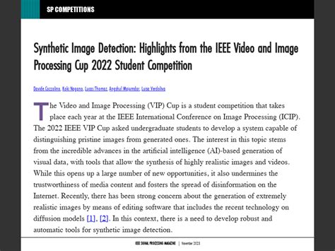 IEEE Signal Processing Magazine November SP Competitions