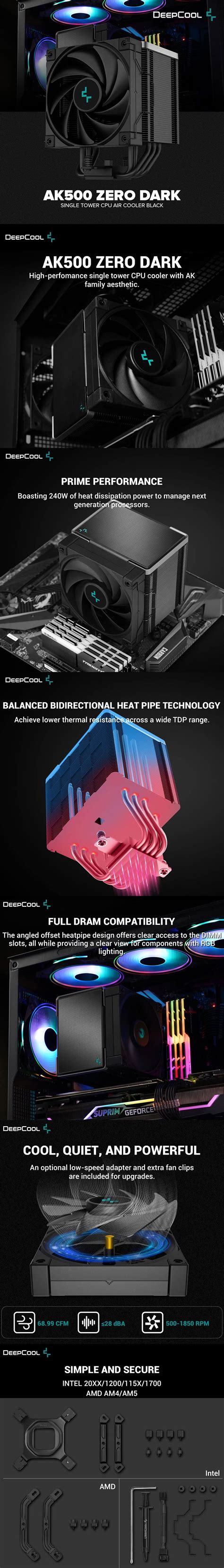 Deepcool AK500 Zero Dark Single Tower CPU Air Cooler Black WP Plugin Test