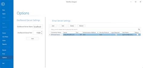 Configuring Email Server Settings