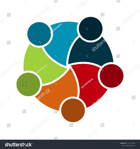 Group Five People Circleteamwork Meetingpeople Meeting Stock Vector