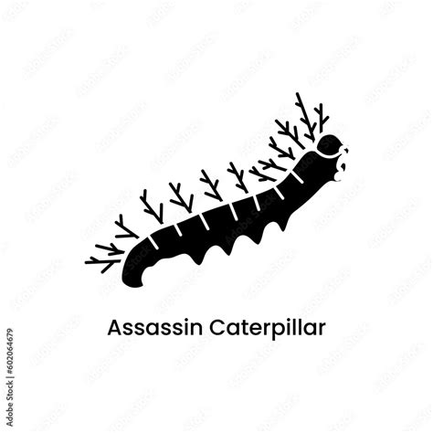 Assassin Caterpillar Black Fill Icon Dangerous Insect With Deadly Venom Vector Illustration In