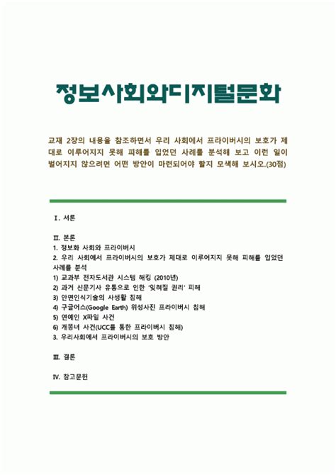 정보사회와디지털문화 2023 교재 2장의 내용을 참조하면서 우리 사회에서 프라이버시의 보호가 제대로 이루어지지 못해 피해를 입었던 사례를 분석해 보고 이런 일이 벌어지지