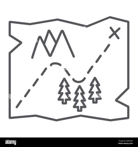 Map Thin Line Icon Travel And Navigation Paper Map Sign Vector Graphics A Linear Pattern On