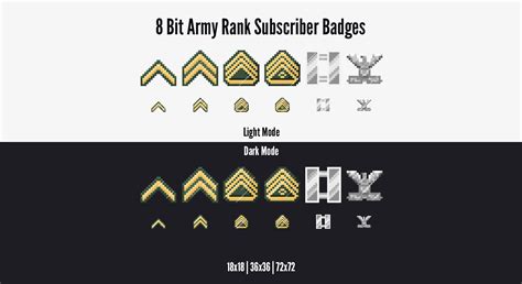 Twitch Subscriber Badges 8 Bit Pixel Army Ranks 8 Bit Twitch Badge