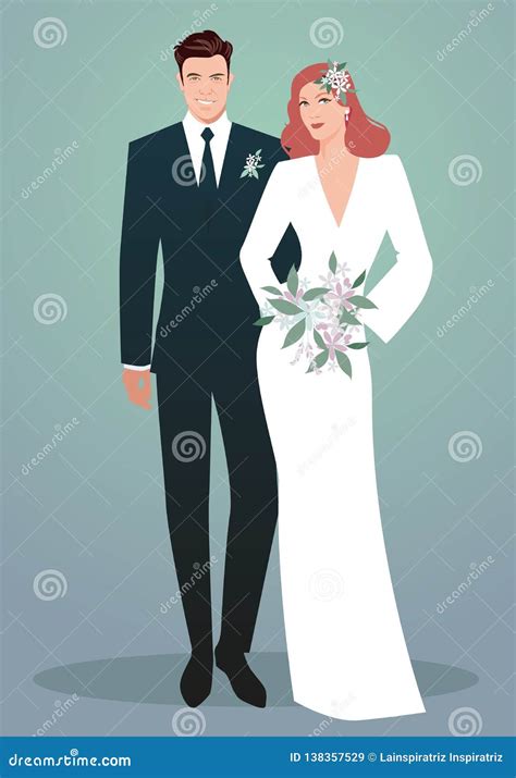 Elegant Groom On Wedding Bridegroom Fiance Vector Fashion