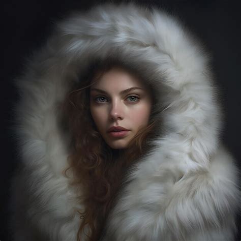 Premium Photo Portrait Of A Beautiful Young Woman In A White Fur Coat
