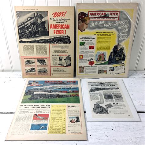 Gilbert American Flyer Train Advertisements Set Of 4 Vintage Print