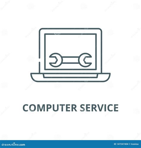 Computer Service Vector Line Icon Linear Concept Outline Sign Symbol Stock Vector