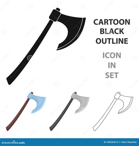 Viking Battle Axe Icon In Cartoon Style Isolated On White Background