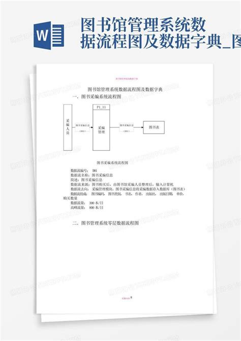 图书馆管理系统数据流程图及数据字典 图文Word模板下载 编号lmzonrpe 熊猫办公