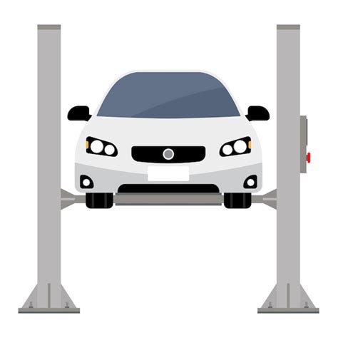 Premium Vector Repair Car On A Lift Front View Car Repair Lifted On