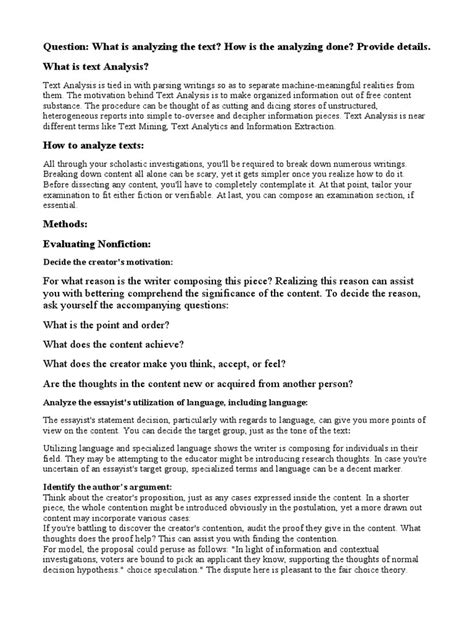 Question What Is Analyzing The Text How Is The Analyzing Done