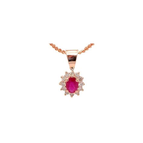 Rose Gold Ruby Diamond Pendant Rockys Diamond Gallery Cayman