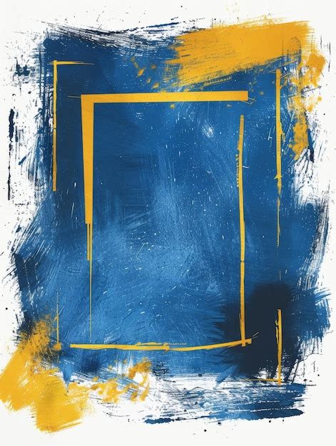 Premium Photo Watercolor Blue Rectangle With Yellow Borders