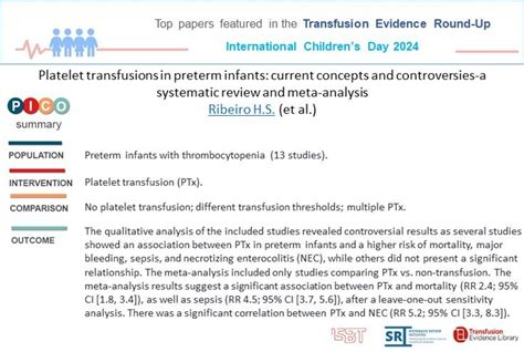 Transfusion Evidence Library On Linkedin Platelet Transfusions In Preterm Infants Current