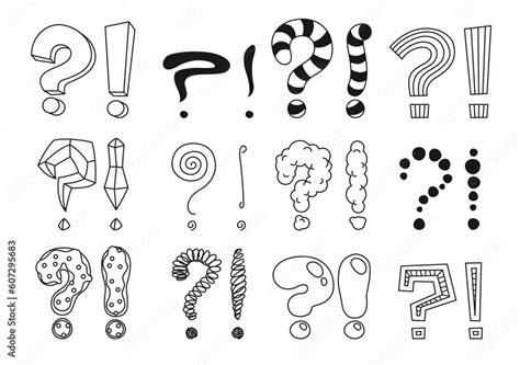 Doodle Exclamation And Question Marks Sketch And Hand Drawn