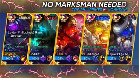 Scariest Mage Johnson Item Build 😱 Top 1 Ph 🇵🇭 Flameshot Johnson 🔥