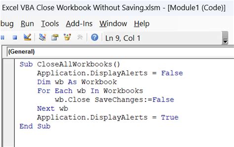 How To Close Workbook Without Saving In Excel Vba Excel Insider
