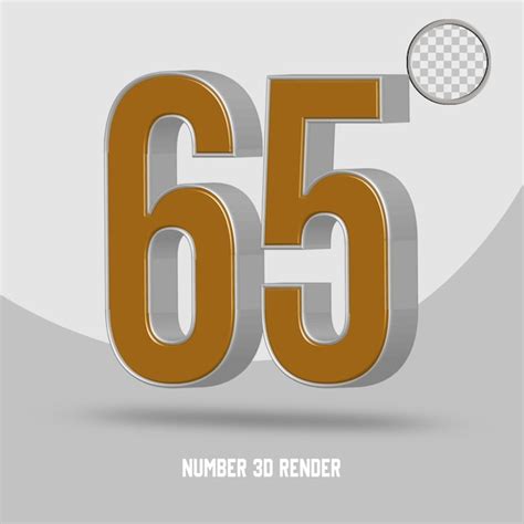 Premium Psd 3d Render Number 65 Gold Silver Style
