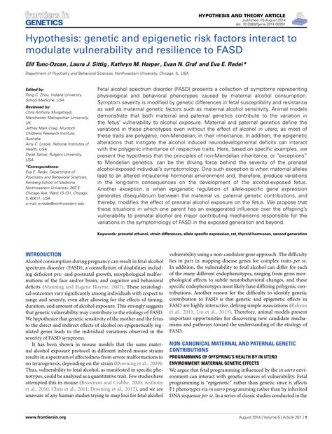 Pdf Hypothesis Genetic And Epigenetic Risk Factors Interact To